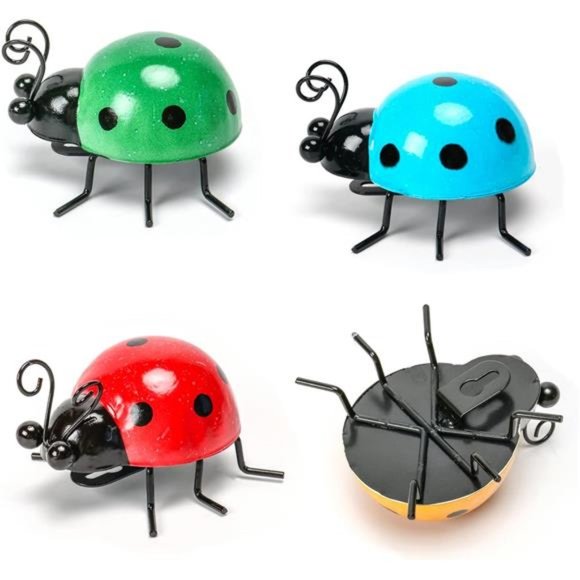 Accents | Metal Ladybugs Outdoor Decor Set Of 4 Cute Ladybugs Wall ...
